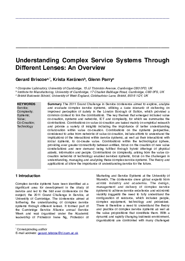 (PDF) Understanding complex service systems through different lenses ...