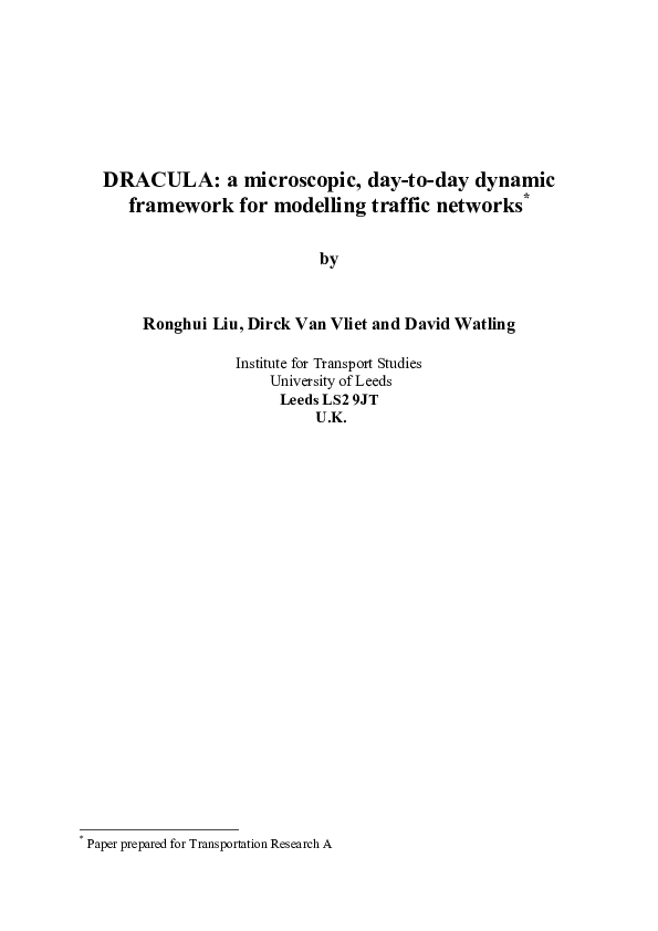 (PDF) DRACULA: a microscopic, day-to-day dynamic framework for ...