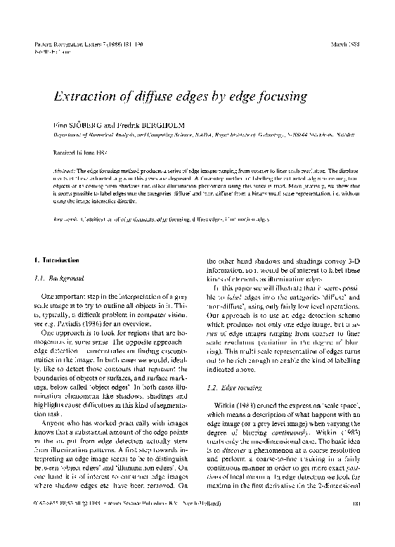 (PDF) Extraction of diffuse edges by edge focusing