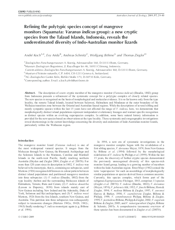 Refining the polytypic species concept of mangrove monitors (Squamata ...