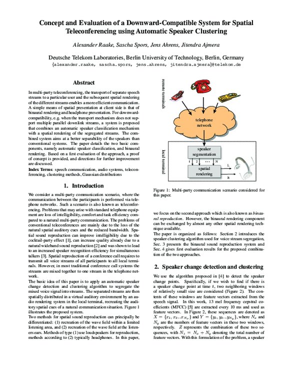 (PDF) Concept and evaluation of a downward-compatible system for spatial teleconferencing using ...