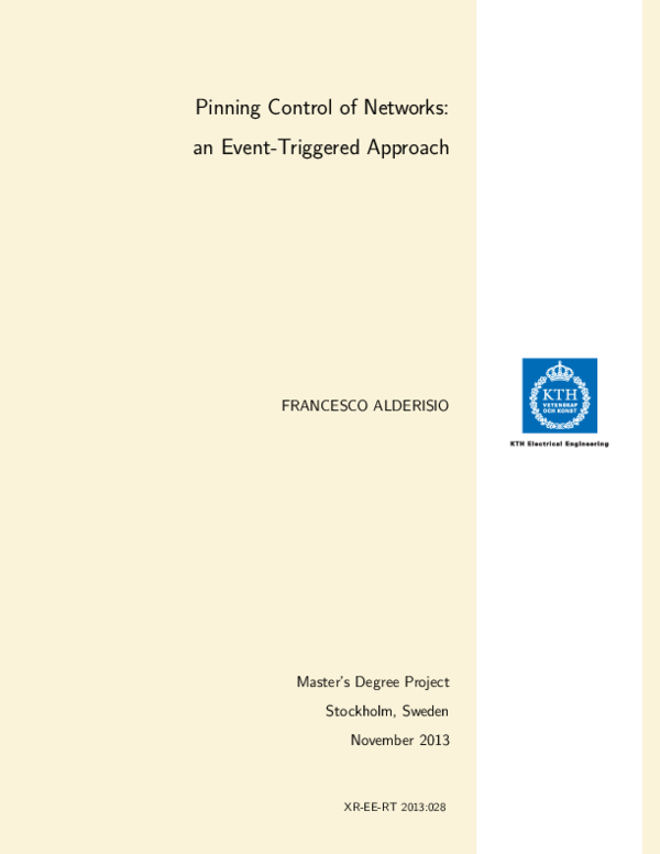 (PDF) Pinning Control of Networks: an Event-Triggered Approach | Francesco Alderisio - Academia.edu