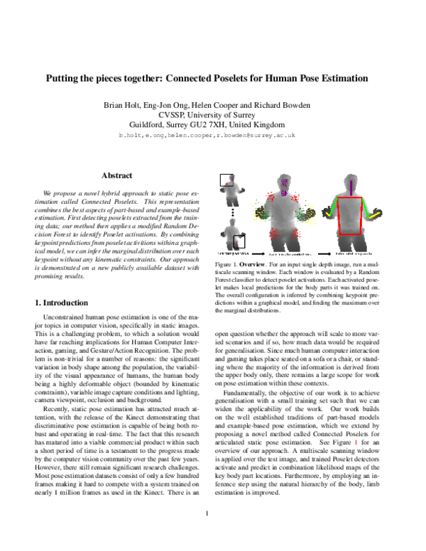 (PDF) Putting the pieces together: Connected Poselets for Human Pose Estimation