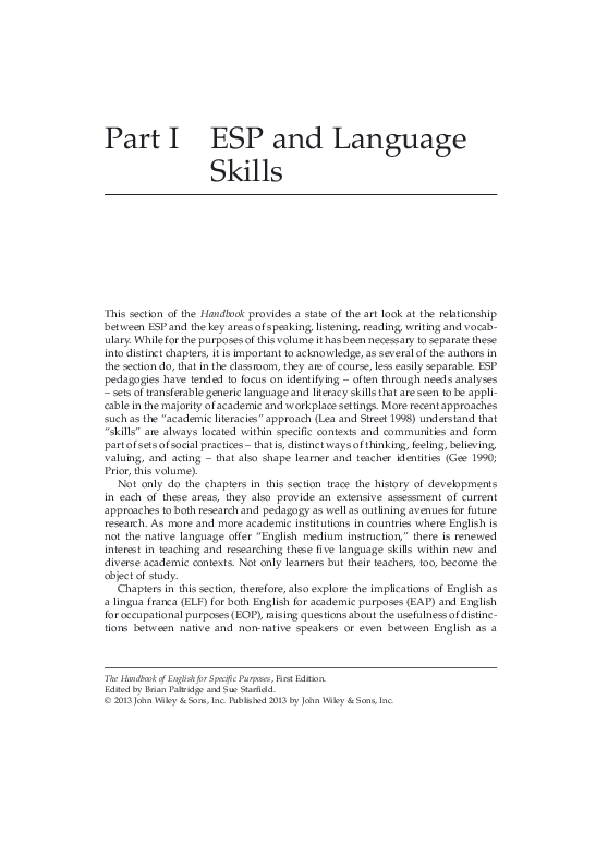 ESP and Language Skills