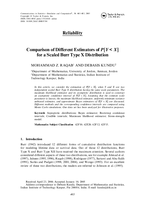 Pdf Comparison Of Different Estimators Of P [ Y