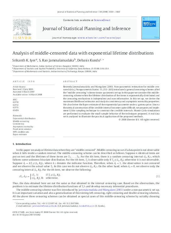 (PDF) Analysis of middle-censored data with exponential lifetime ...