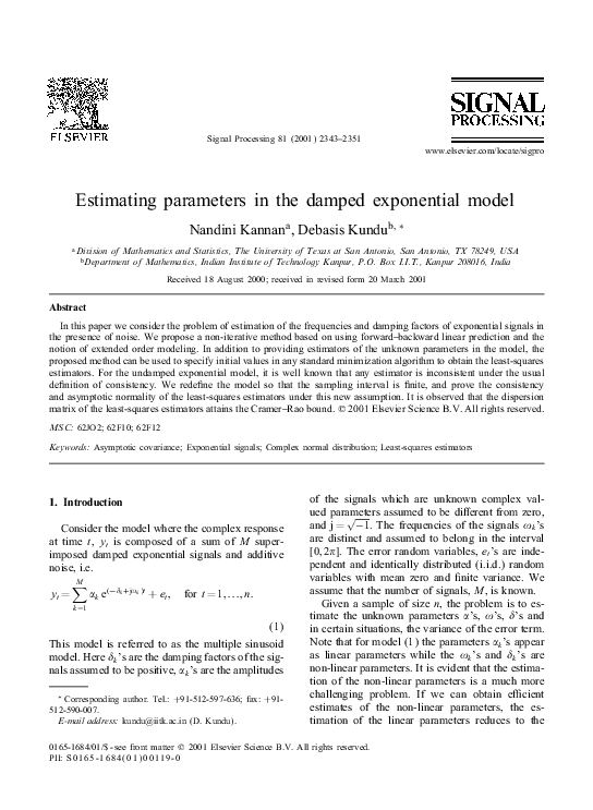 (PDF) Estimating parameters in the damped exponential model