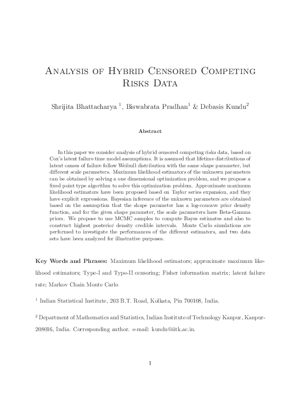 (PDF) Analysis of hybrid censored competing risks data