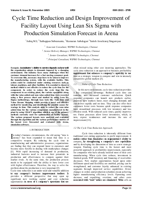 (PDF) Cycle Time Reduction and Design Improvement of Facility Layout Using Lean Six Sigma with ...