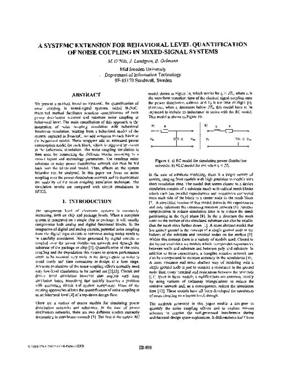 Pdf A Systemc Extension For Behavioral Level Quantification Of Noise