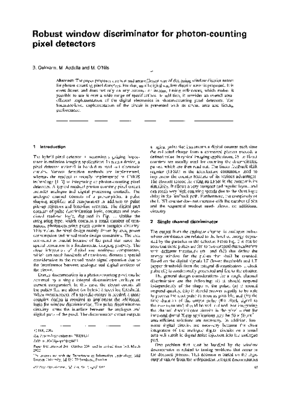 (PDF) Robust window discriminator for photon-counting pixel detectors