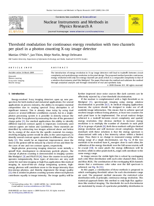 (PDF) Threshold modulation for continuous energy resolution with two channels per pixel in a ...