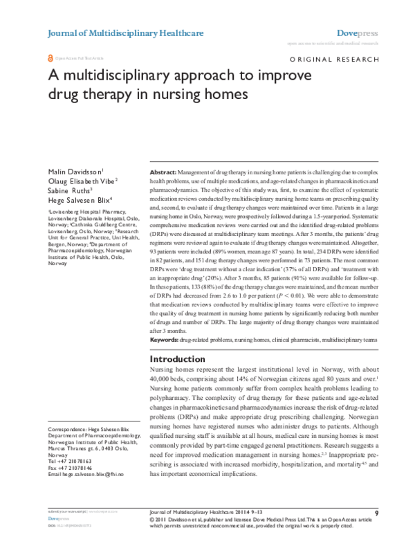 (PDF) A multidisciplinary approach to improve drug therapy in nursing homes