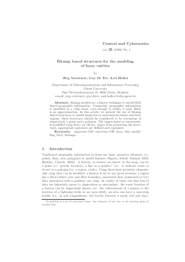 Pdf Bitmap Based Structures For The Modeling Of Fuzzy Entities