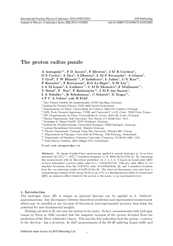 (PDF) The proton radius puzzle