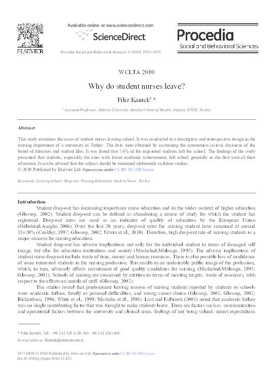 (PDF) Why do student nurses leave?
