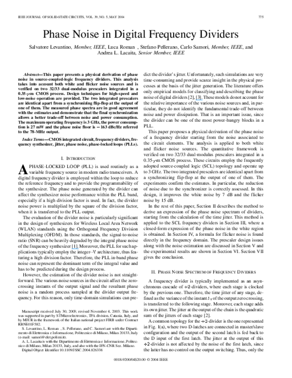 (PDF) Phase noise in digital frequency dividers