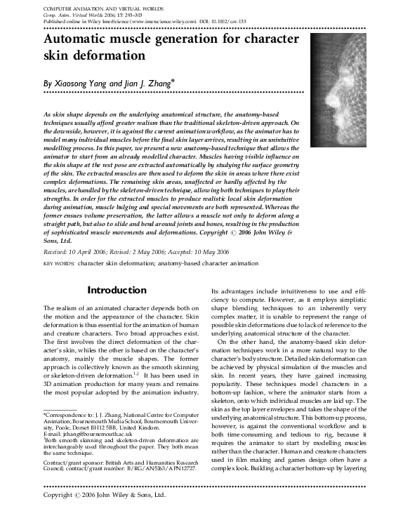 (PDF) Automatic muscle generation for character skin deformation