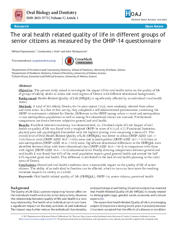 (PDF) The oral health related quality of life in different groups of ...