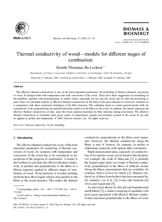 (PDF) Thermal conductivity of wood—models for different stages of ...