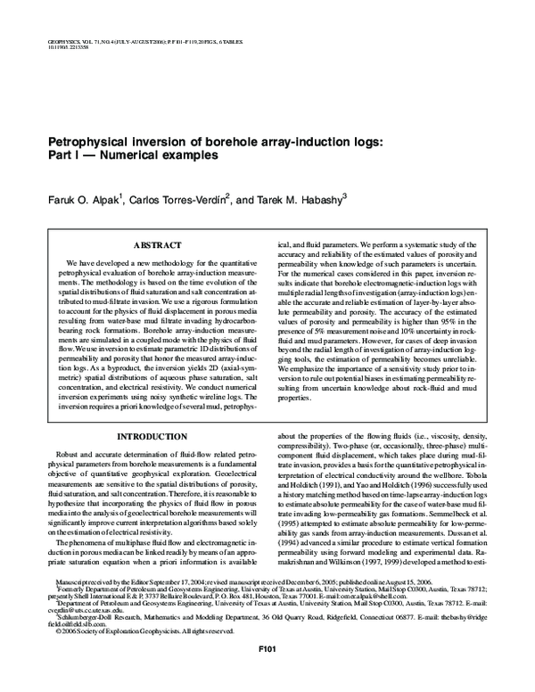 (PDF) Petrophysical inversion of borehole array-induction logs: Part I — Numerical examples