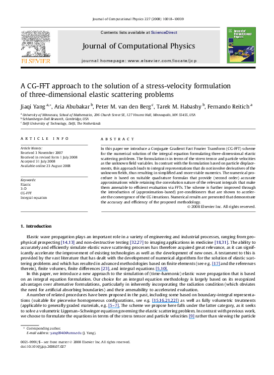 (PDF) A CG-FFT approach to the solution of a stress-velocity formulation of three-dimensional ...