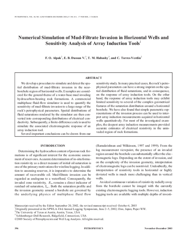 (PDF) Numerical Simulation of Mud-Filtrate Invasion in Deviated Wells