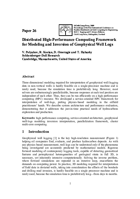Pdf Distributed High Performance Computing Framework For Modeling And Inversion Of Geophysical