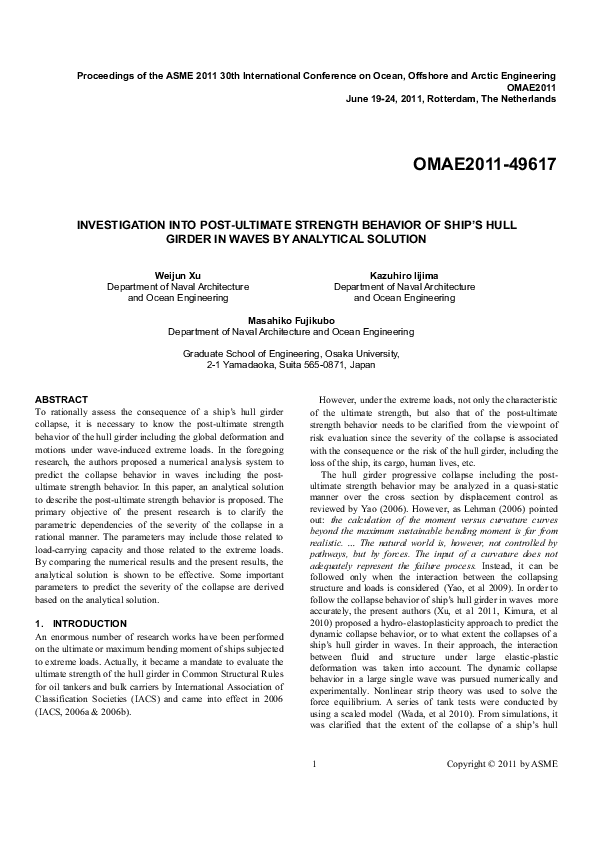 (PDF) Investigation Into Post-Ultimate Strength Behavior of Ship’s Hull ...