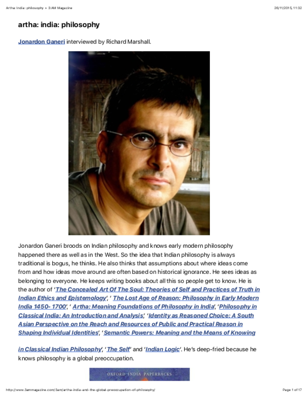 (PDF) Interview with Jonardon Ganeri in 3am Magazine