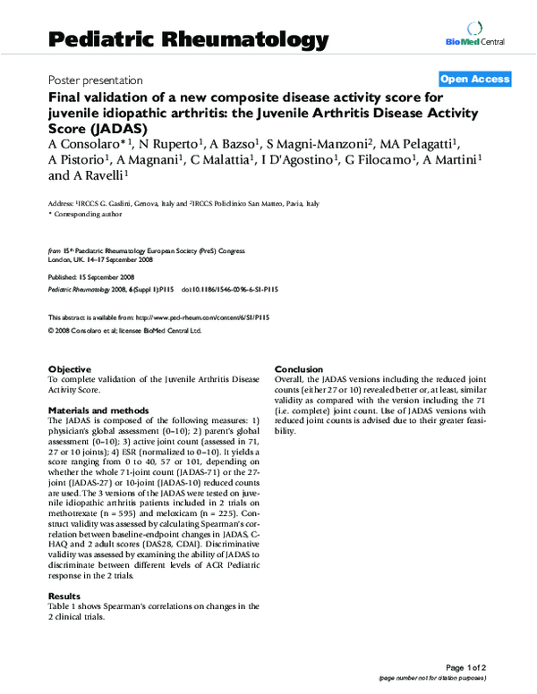 (PDF) Final validation of a new composite disease activity score for ...
