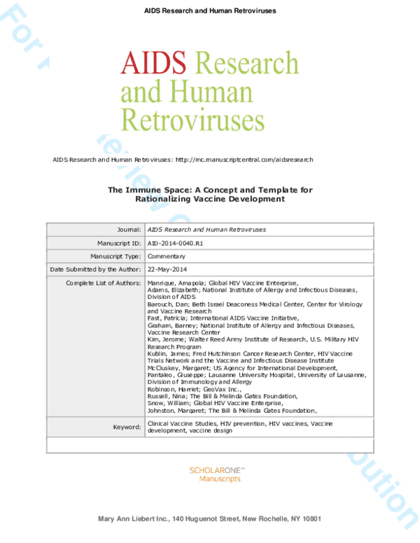 (PDF) The Immune Space: A Concept and Template for Rationalizing ...