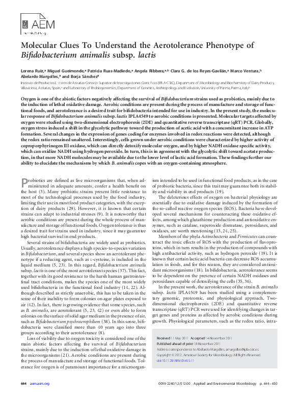(PDF) Molecular Clues To Understand the Aerotolerance Phenotype of ...