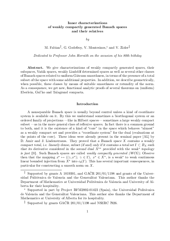 Pdf Inner Characterizations Of Weakly Compactly Generated Banach