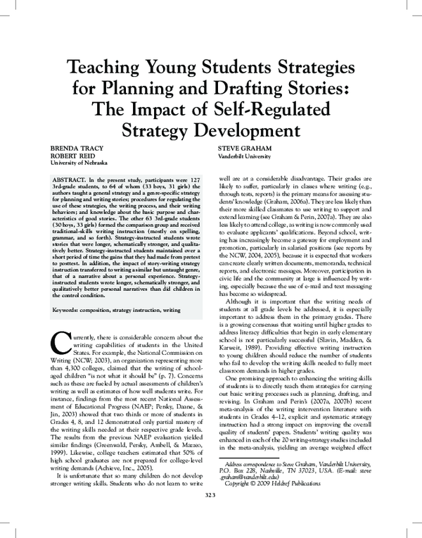 (PDF) Teaching Young Students Strategies for Planning and Drafting Stories: The Impact of Self ...