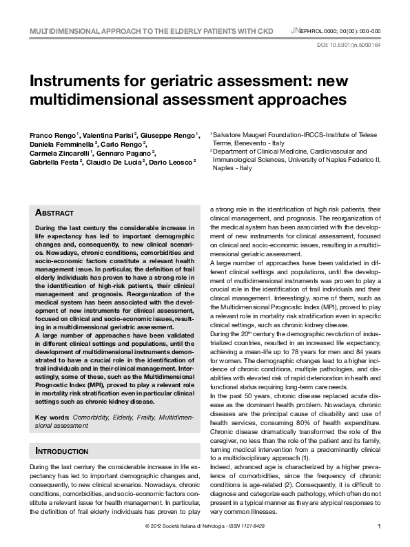 (PDF) Instruments for geriatric assessment: new multidimensional ...