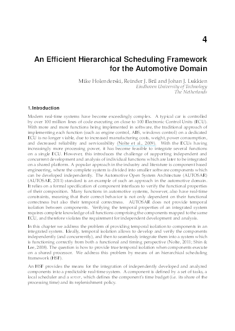 Pdf An Efficient Hierarchical Scheduling Framework For The Automotive