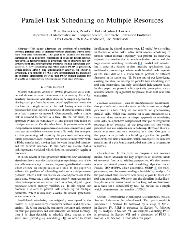 (PDF) Parallel-Task Scheduling on Multiple Resources