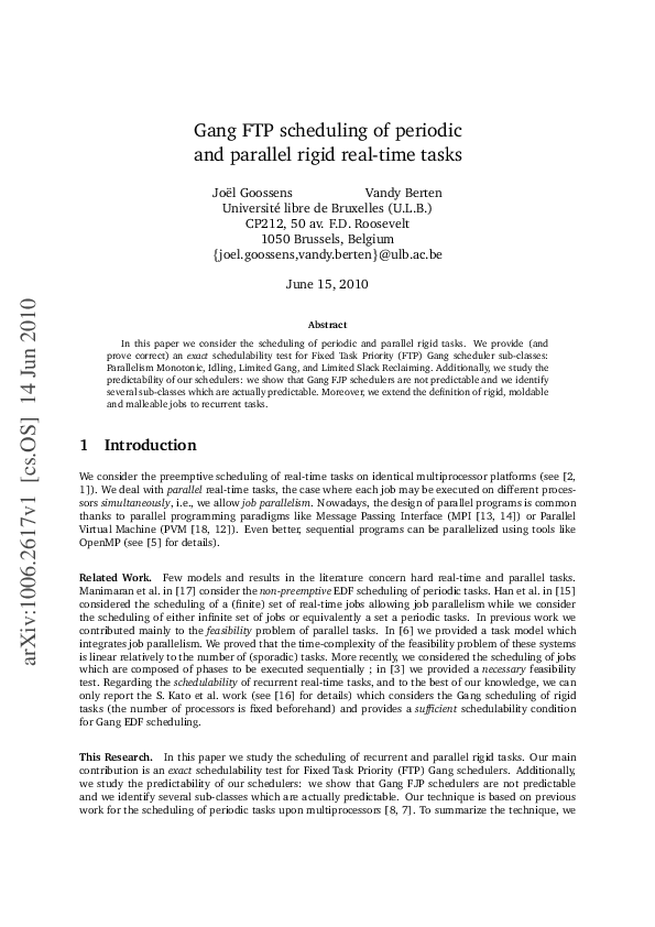 (PDF) Gang FTP scheduling of periodic and parallel rigid real-time ...
