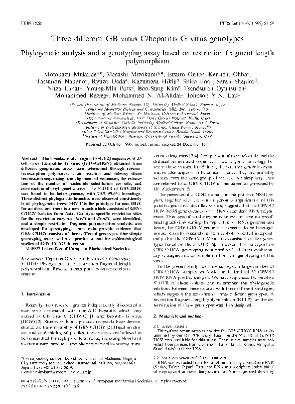 (PDF) Three different GB virus C/hepatitis G virus genotypes