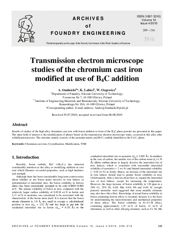 (PDF) A R C H I V E S of 39/4 Transmission electron microscope studies ...