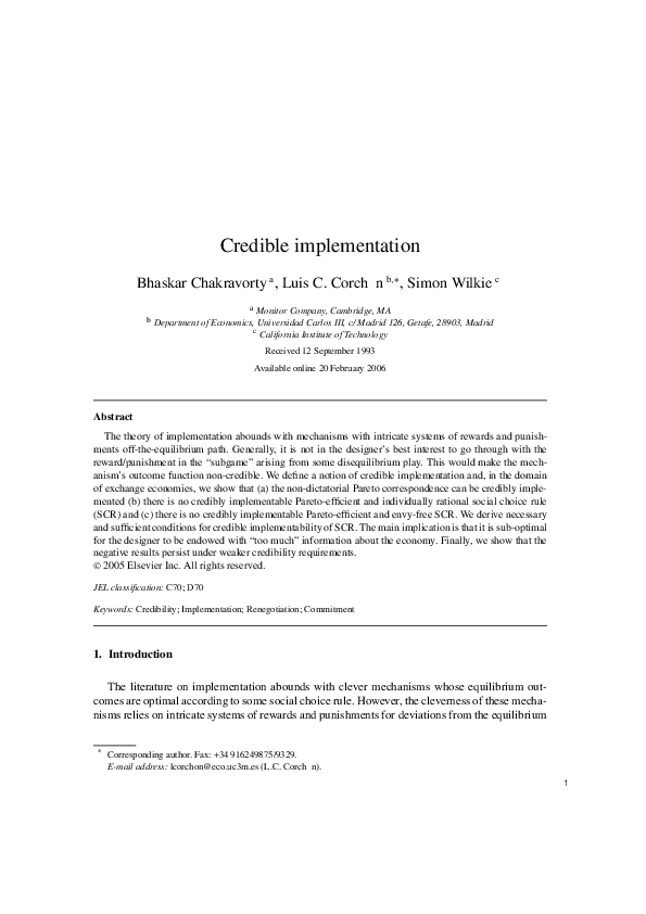 (PDF) Credible implementation