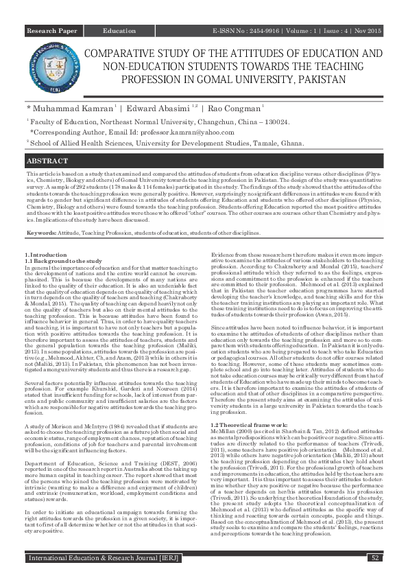(PDF) Comparative study of the attitudes of education and non-education ...