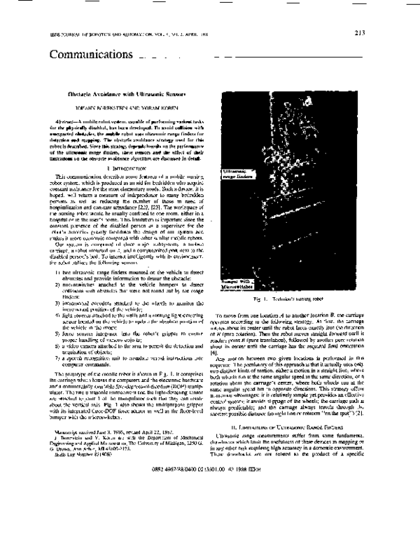(PDF) Obstacle avoidance with ultrasonic sensors