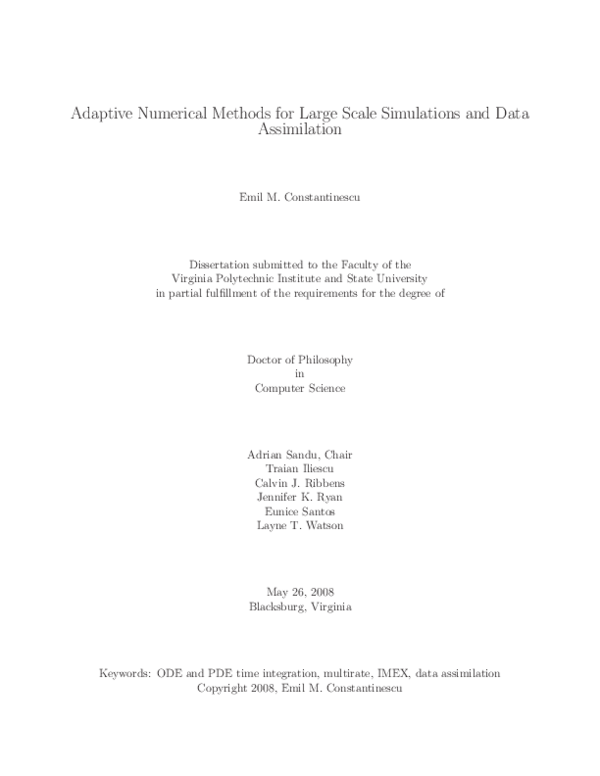 Pdf Adaptive Numerical Methods For Large Scale Simulations And Data
