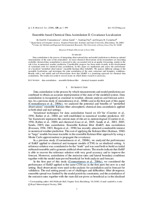 (PDF) Ensemble-based chemical data assimilation. II: Covariance ...