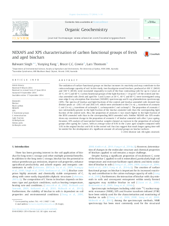 (PDF) NEXAFS and XPS characterisation of carbon functional groups of ...