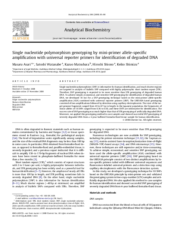 (PDF) Single nucleotide polymorphism genotyping by mini-primer allele-specific amplification ...