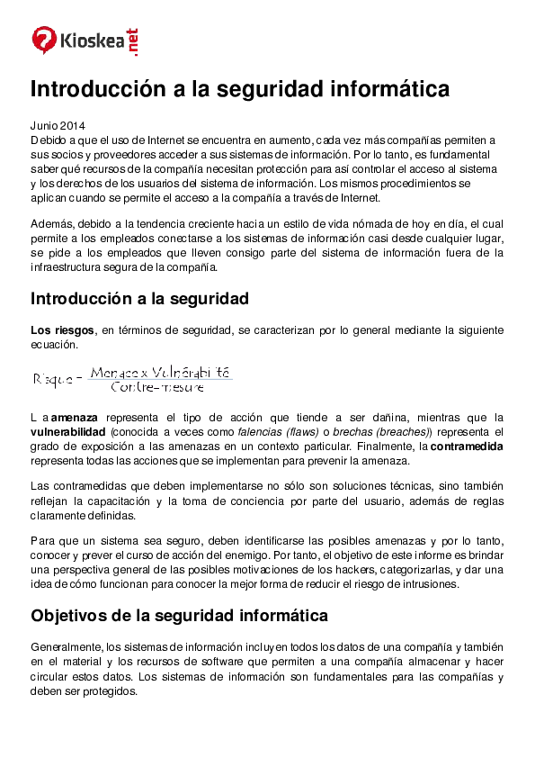 (PDF) Introducción a la seguridad informática