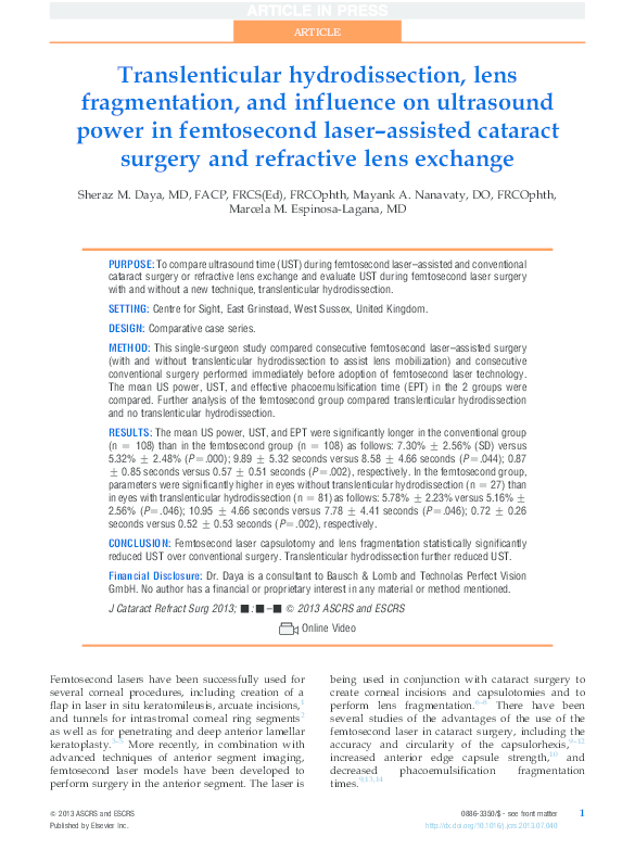(PDF) Translenticular hydrodissection, lens fragmentation, and ...